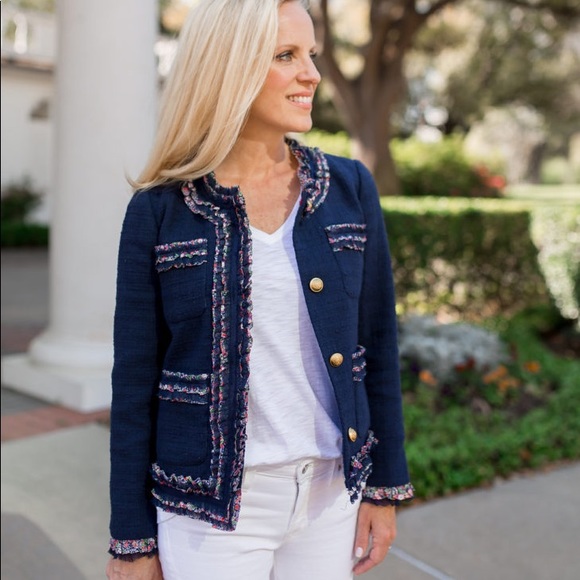 J crew navy tweed jacket with bow detail. - lingerose.com
